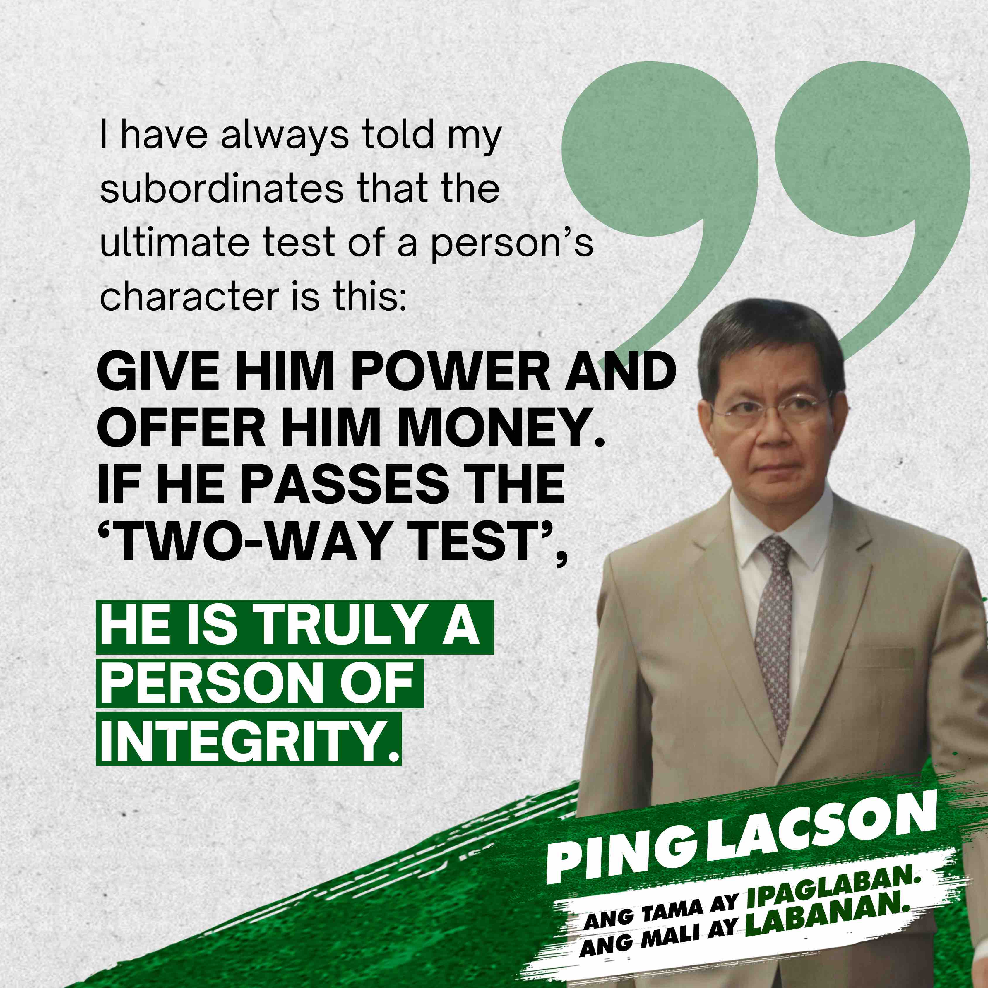 A Test of One’s Character - PING LACSON