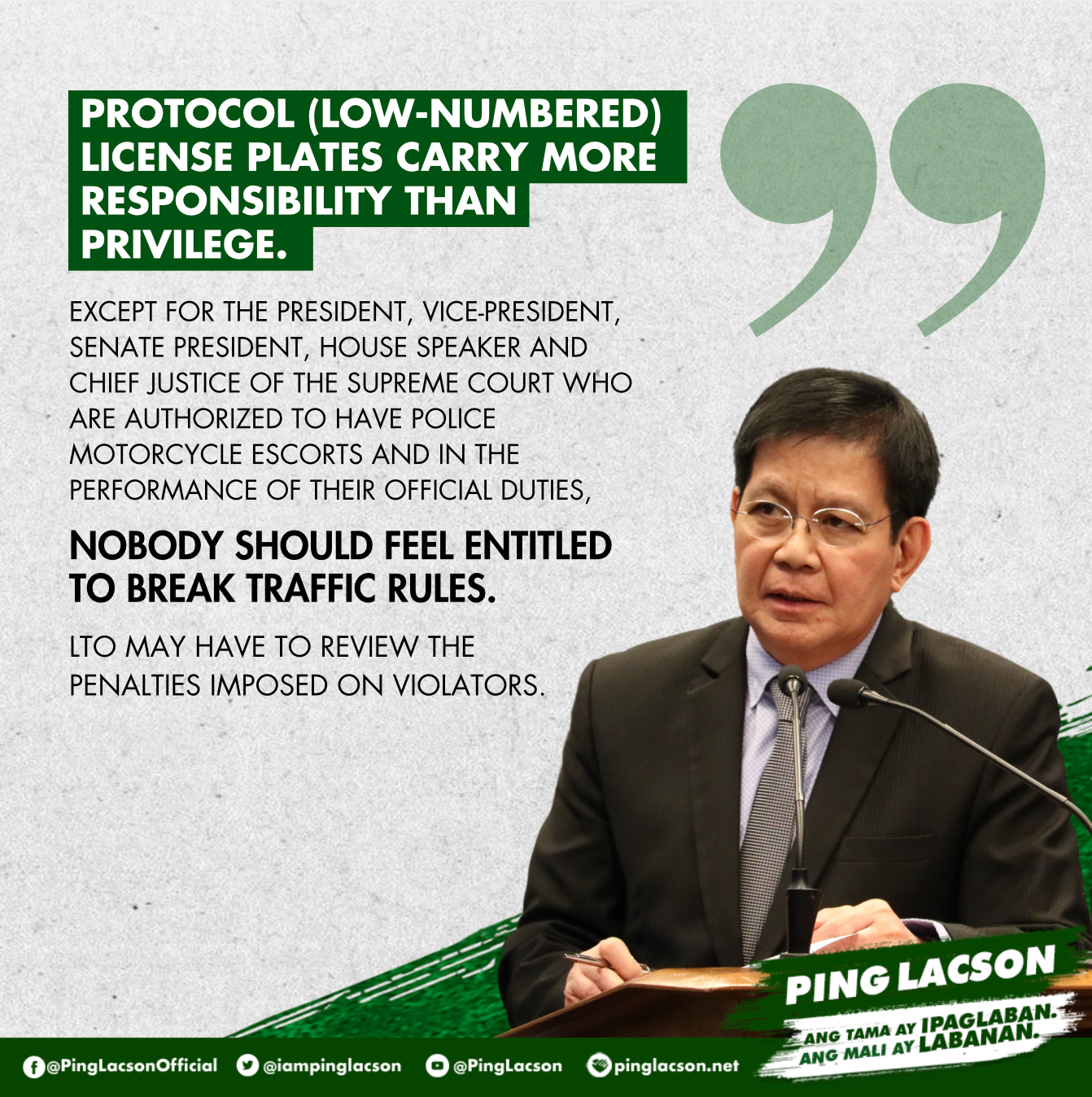 Protocol Plates: More Responsibility than Privilege - PING LACSON